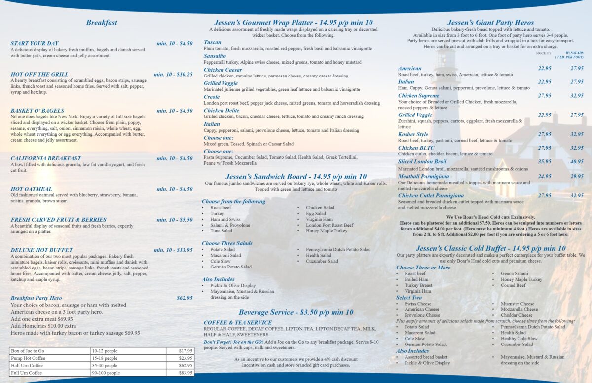Our Menu – Jessen’s Deli