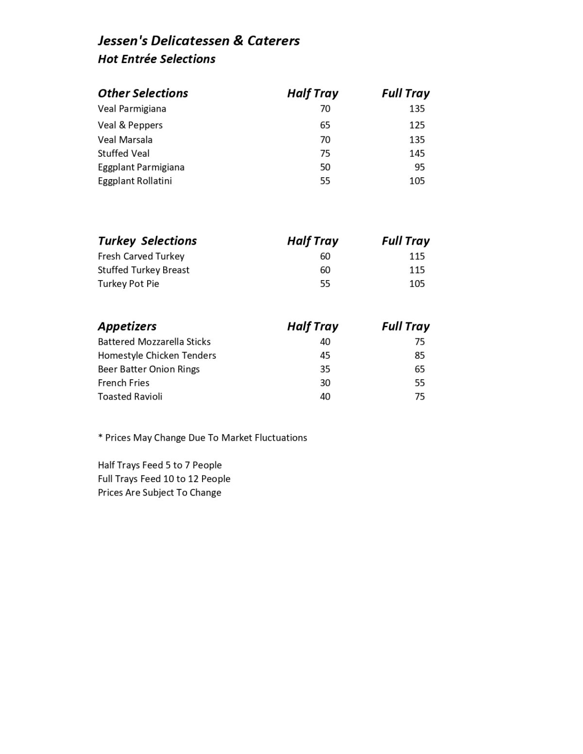 Our Menu – Jessen’s Deli